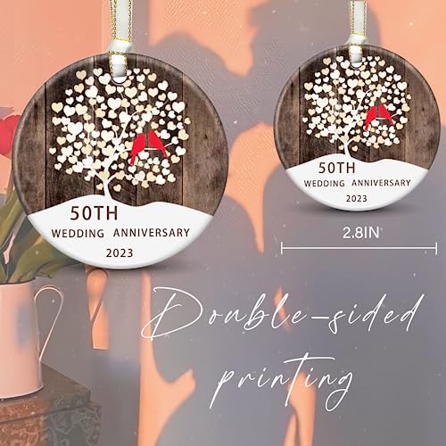 50th Anniversary Wedding Ornament 2023 Christmas Hanging for Couple, 50th Wedding Anniversary Present 50th Wedding Gifts 50th Anniversary Christmas Ornaments - 50th Anniversary Keepsake