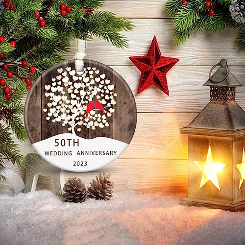 50th Anniversary Wedding Ornament 2023 Christmas Hanging for Couple, 50th Wedding Anniversary Present 50th Wedding Gifts 50th Anniversary Christmas Ornaments - 50th Anniversary Keepsake