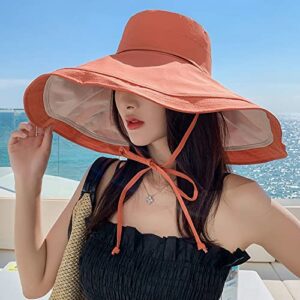 HUAMULAN 7" Wide Brim Women Summer Sun Hat Lady Floppy Beach Bucket Fishing Hats Reversible Foldable Travel UV Protection