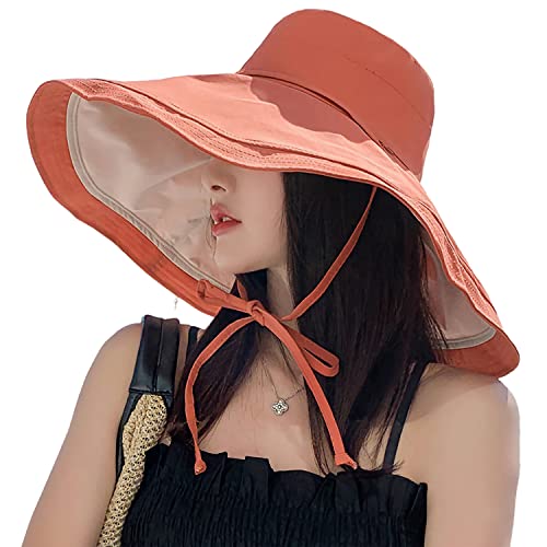 HUAMULAN 7" Wide Brim Women Summer Sun Hat Lady Floppy Beach Bucket Fishing Hats Reversible Foldable Travel UV Protection