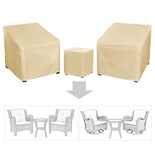 Baner Garden Patio Furniture Covers,Outdoor Furniture Cover Waterproof,Patio Furniture Set Covers for 3 Piece Outdoor Bistro,Patio Sofa Covers Set for 2 Chairs and Coffee Table,Khaki