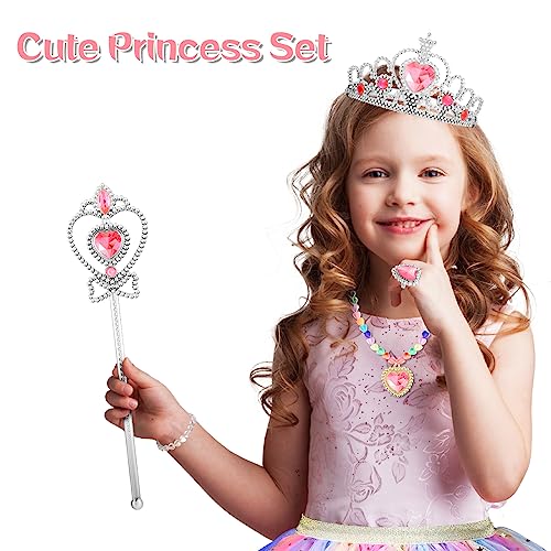 EFOSHM 9PCS Princess Dress Up Clothes for Little Girls Princess Cape Set,Princess Dresses Halloween Costume Accessories Cosplay Cloak With Jewelry Tiara Crown Skirt for 3-8 Year Old Girl Holiday Gift