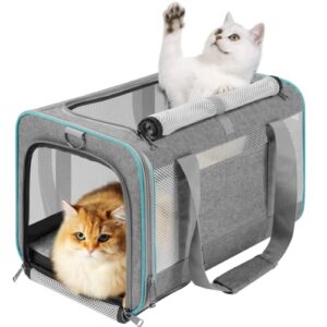 gapzer pet carrier for large cats 20 lbs+ / soft sided small dog travel carrier top load/collapsible carrier bag for big cat / 2 kittens sturdy transport carrier long trips/medium cats 15 pounds