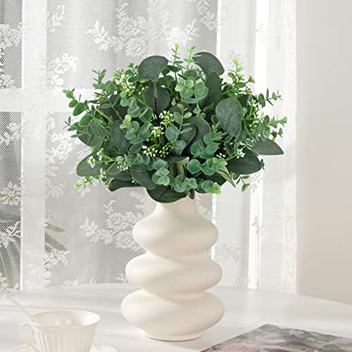 BLEUM CADE 8Pcs Artificial Eucalyptus Stems with Leaves, Mixed Faux Eucalyptus Stems Plants, Fake Silver Dollar Eucalyptus Greenery Stems for Vase Floral Arrangement Wedding Bouquet Centerpiece Decor