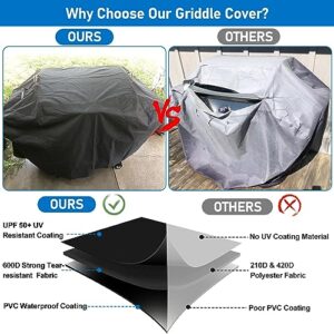 Griddle Cover for Blackstone 28 inch Griddle with Hood,Rip-Proof Upgraded Heavy Duty Material Griddle Cover,Waterproof UV & Fade Resistant Flat Top Gas Grill Cover with Strap and Air Vent