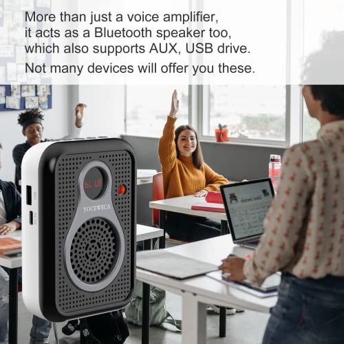 Voice Amplifier with Wired Headset Microphone, Supports Mute, Bluetooth 5.0, Recording, Portable Speech Amplification Speaker for Teachers, Instructors, Tour Guides, Yoga, etc…