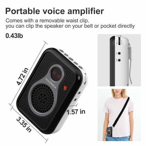 Voice Amplifier with Wired Headset Microphone, Supports Mute, Bluetooth 5.0, Recording, Portable Speech Amplification Speaker for Teachers, Instructors, Tour Guides, Yoga, etc…