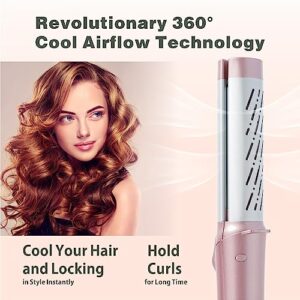 TOP4EVER Pro 2-in-1 Airflow Styler: Curling Wand & Flat Iron Hair Straightener | 360° Cool Air Vents for Curls & Waves | Ionic Ceramic Technology | 5 Adjustable Temps, Dual Voltage