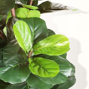 LYERSE Artificial Fiddle Leaf Fig Tree - 6.5ft Faux Ficus Lyrata Plant with 108 Fiddle Leaves Fake Fig Silk Tree in Pot Artificial Tree for Indoor Outdoor House Home Office Perfect Housewarming Gift