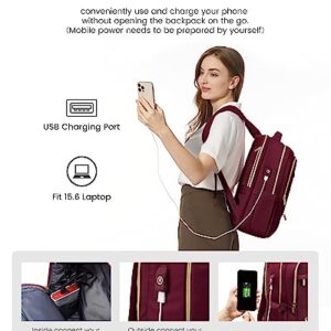 LOVEVOOK Laptop Backpack for Women, Slim Business Laptops Bag with Separate Computer Compartment Stylish Daypack for College Work Travel, Fits 15.6" Laptop