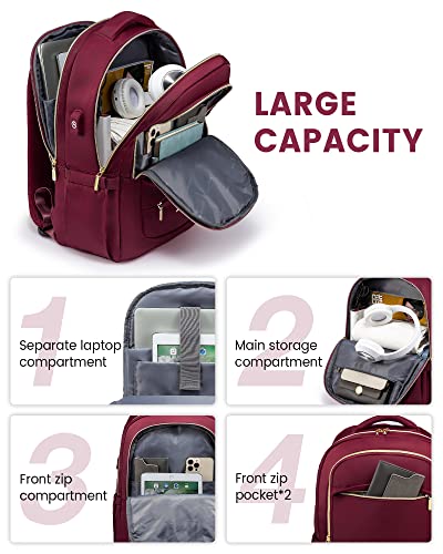 LOVEVOOK Laptop Backpack for Women, Slim Business Laptops Bag with Separate Computer Compartment Stylish Daypack for College Work Travel, Fits 15.6" Laptop