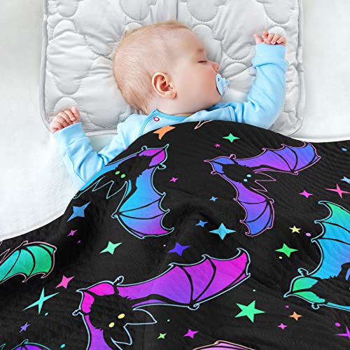 Bats Stars Unisex Fluffy Baby Blanket for Crib Toddler Blanket for Daycare with Thick and Soft Material Security Blanket for Stroller Gift Travel Decorative