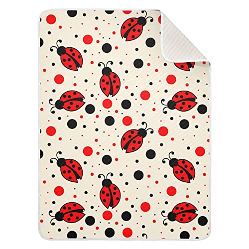 Ladybugs Dots Unisex Fluffy Baby Blanket for Crib Toddler Blanket for Daycare with Thick and Soft Material Security Blanket for Travel Decorative Gift Stroller