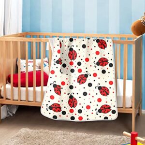 Ladybugs Dots Unisex Fluffy Baby Blanket for Crib Toddler Blanket for Daycare with Thick and Soft Material Security Blanket for Travel Decorative Gift Stroller