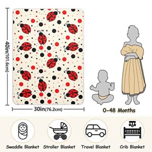 Ladybugs Dots Unisex Fluffy Baby Blanket for Crib Toddler Blanket for Daycare with Thick and Soft Material Security Blanket for Travel Decorative Gift Stroller