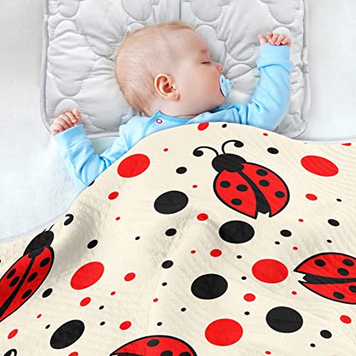 Ladybugs Dots Unisex Fluffy Baby Blanket for Crib Toddler Blanket for Daycare with Thick and Soft Material Security Blanket for Travel Decorative Gift Stroller