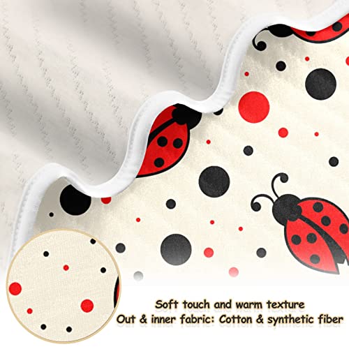 Ladybugs Dots Unisex Fluffy Baby Blanket for Crib Toddler Blanket for Daycare with Thick and Soft Material Security Blanket for Travel Decorative Gift Stroller