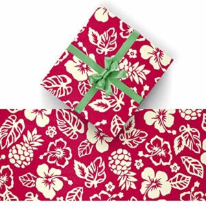 InterestPrint Hibiscus and Pineapple Pattern Folded Wrapping Paper Festival Theme Design for Birthday