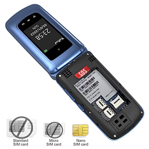 USHINING 4G LTE Unlocked Senior Flip Phone with Speed Talk SIM Card Seniors Cell Phone SOS Big Button Senior Basic Phone for Elderly 2.4 Inch Screen Unlocked Feature Phone with Charging Dock (Blue)