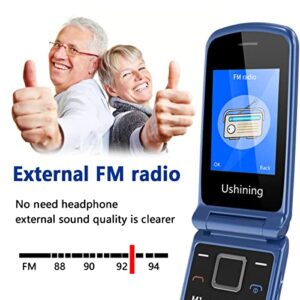 USHINING 4G LTE Unlocked Senior Flip Phone with Speed Talk SIM Card Seniors Cell Phone SOS Big Button Senior Basic Phone for Elderly 2.4 Inch Screen Unlocked Feature Phone with Charging Dock (Blue)