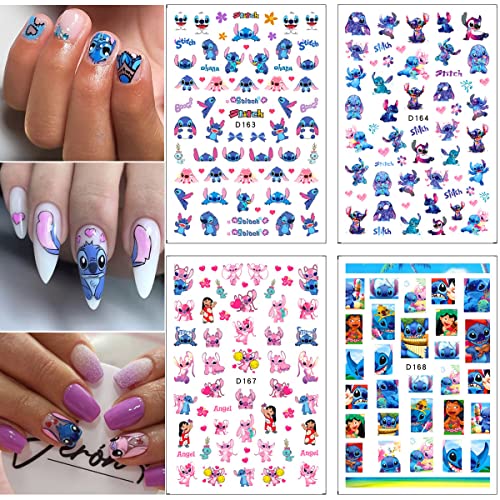 12 Sheets Cute Nail Art Stickers Cute Cartoon Nail Decals 3D Self Adhesive Nail Art Supplies Cartoon DIY Nail Designs Sticker Luxury Designer Nail Stickers for Girls Women Nail Decorations