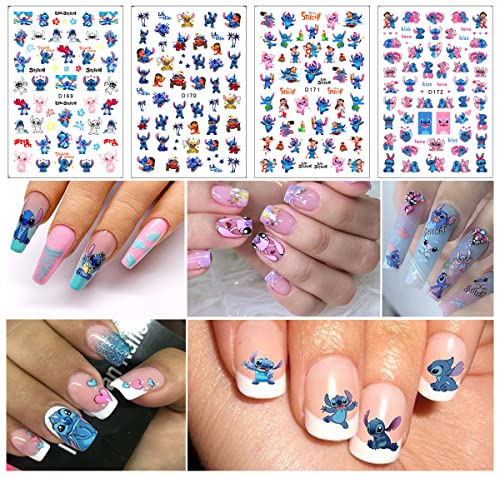 12 Sheets Cute Nail Art Stickers Cute Cartoon Nail Decals 3D Self Adhesive Nail Art Supplies Cartoon DIY Nail Designs Sticker Luxury Designer Nail Stickers for Girls Women Nail Decorations