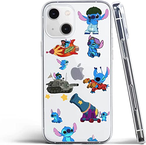 MOBRWUVS Cartoon Case for iPhone 14 Pro Max,Cute Stitch 3D Animal Character Anti-Bump Shockproof Transparent Protective Cover Suitable for Boys and Girls Teenage