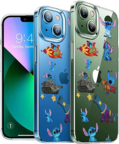 MOBRWUVS Cartoon Case for iPhone 14 Pro Max,Cute Stitch 3D Animal Character Anti-Bump Shockproof Transparent Protective Cover Suitable for Boys and Girls Teenage