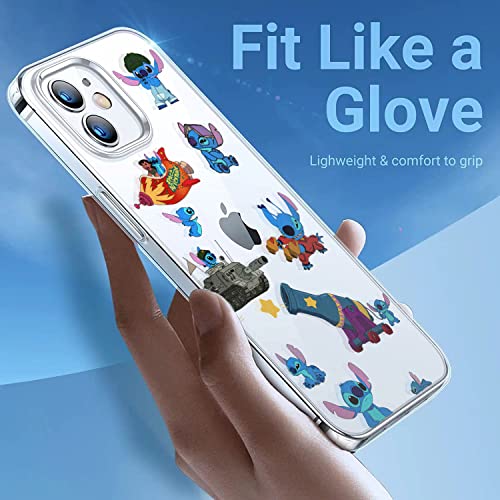 MOBRWUVS Cartoon Case for iPhone 14 Pro Max,Cute Stitch 3D Animal Character Anti-Bump Shockproof Transparent Protective Cover Suitable for Boys and Girls Teenage