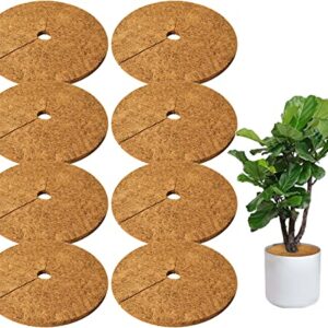 HFHOME 8pcs 17.5" Dia Coconut Fibers Tree Mulch Ring Protector Mat, 17.5 Inch Natural Coco Coir Tree Protection Mats, Tree Disc Plant Cover for Indoor Outdoor Lawn, Potted Plants