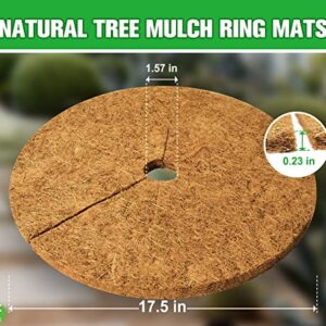 HFHOME 8pcs 17.5" Dia Coconut Fibers Tree Mulch Ring Protector Mat, 17.5 Inch Natural Coco Coir Tree Protection Mats, Tree Disc Plant Cover for Indoor Outdoor Lawn, Potted Plants