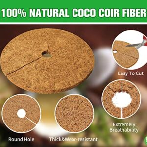 HFHOME 8pcs 17.5" Dia Coconut Fibers Tree Mulch Ring Protector Mat, 17.5 Inch Natural Coco Coir Tree Protection Mats, Tree Disc Plant Cover for Indoor Outdoor Lawn, Potted Plants