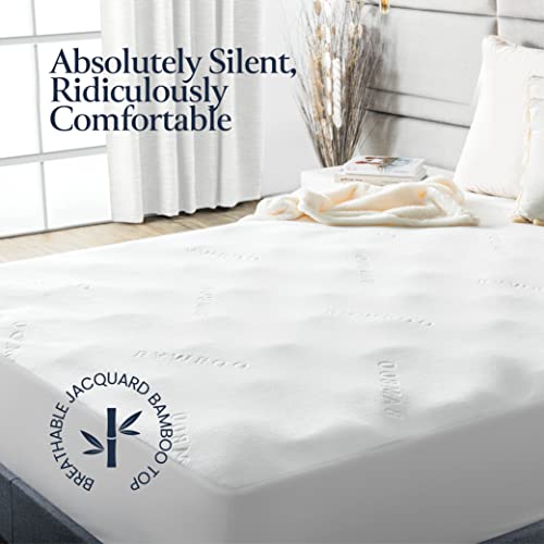 100% Waterproof Mattress Protector Cali King - Luxury Comfort Bamboo Mattress Protector - Super Protective Leak-Proof Barrier- Hypoallergenic & Breathable Mattress Cover- Soft Crinkle Free & Noiseless