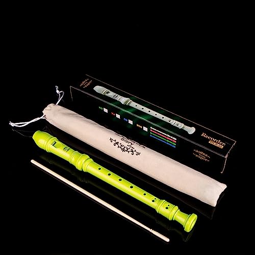 Glory Soprano Recorder Instrument for Kids Beginner, German Fingering C Key Recorder Instrument,Green