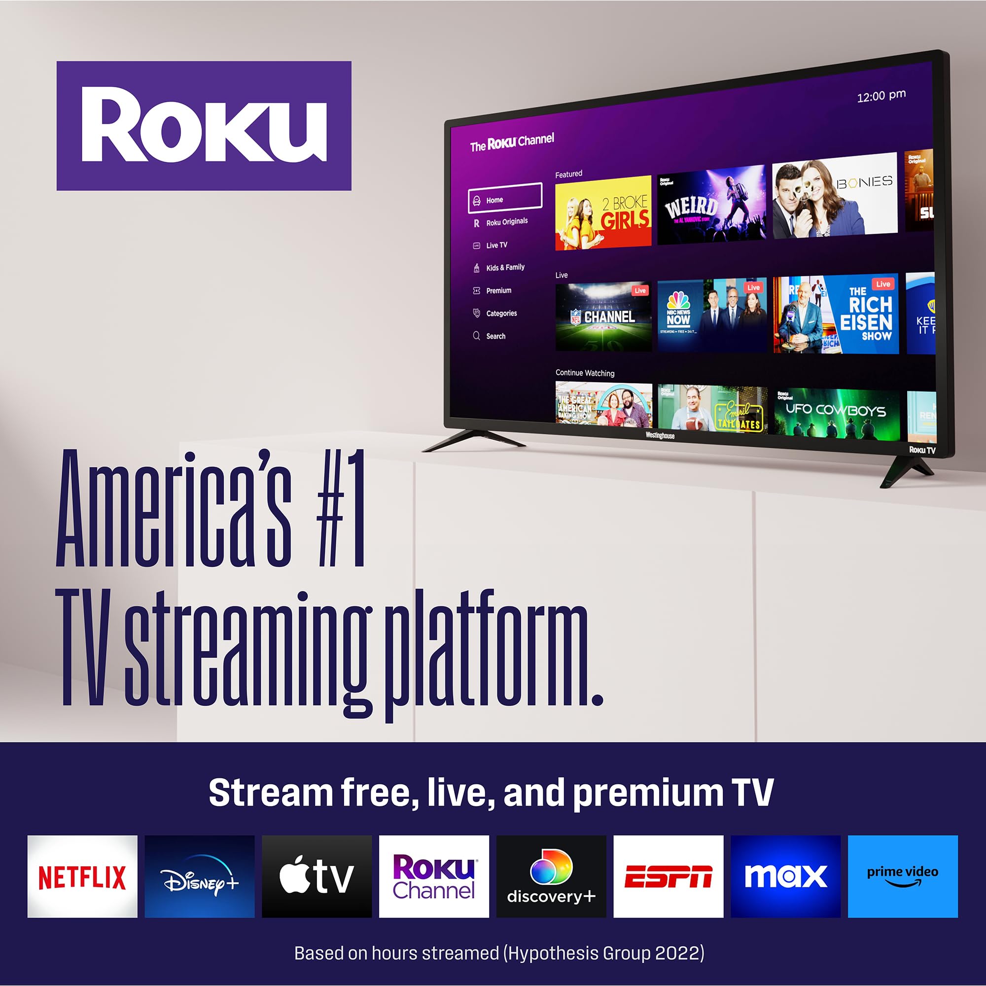 Westinghouse Roku TV - 24 Inch Smart TV, 720P LED HD TV with Wi-Fi Connectivity and Mobile App, Flat Screen TV Compatible with Apple Home Kit, Alexa and Google Assistant, 2023 Model