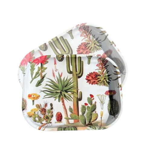 Desert Cactus Flowers Premium Small Rolling Tray 7" x 5", Trendy Gifts, Aesthetic Metal Tray, Storage Decorative Tray