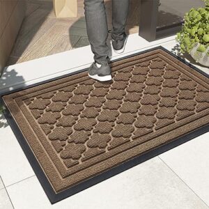 color g door rugs for entryway outdoor to catch dirty, outside door mats for entry to avoid slipping, front door mat for welcome, indoor outdoor rugs 3'x5' for entryway/double door, brown 36" x59”