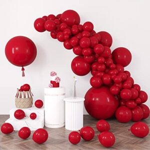 rubfac 116pcs ruby red balloons different sizes pack of 36 18 12 10 5 inch for garland arch dark red extra large balloons for birthday wedding party decoration