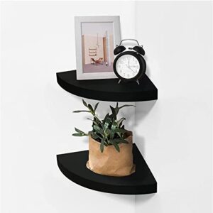 SISHHOME Floating Corner Shelf 8 Inch Black Set of 2,for 90 Degree Room Corner Wall Mounted Storage Display Shelves for Small Plant, Photo Frame, Toys and More