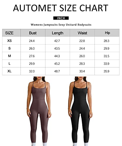 AUTOMET Rompers for Womens Sexy Unitard Fall Outfits 2023 One Piece Jumpsuits Workout Spaghetti Strap Tummy Control Onesie Sets Sleeveless Bodysuits