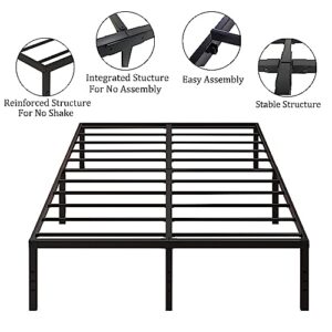 caziwhave 18 Inch Bed Frames Full Size Heavy Duty Platform with Sturdy Metal Slats No Box Spring Needed Easy Assembly Under Bed Storage Noise-Free Non-Slip Black