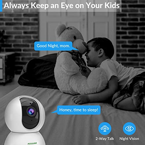 ACCULENZ 5MP HD Pet Camera Indoor 2.5K, 2.4GHz WiFi Camera for Home Security 360° Pan Tilt with AI Human Detection, Baby Monitor with Sound Detection, 2-Way Talk, Night Vision