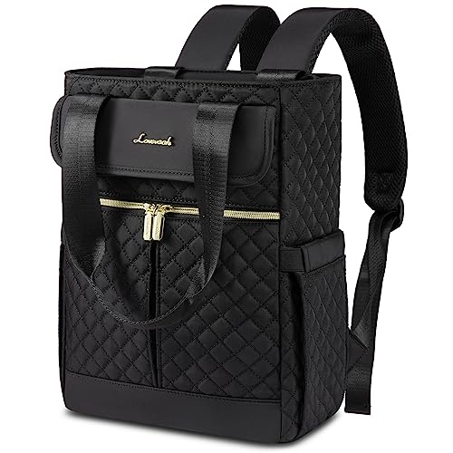 LOVEVOOK Small Backpack Purse for Women, Convertible Mini Backpack for Daily, Travel, Work, Stylish Lightweight Tote Bag, Black Lozenge