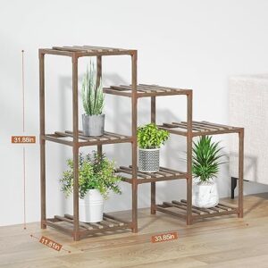 Blvornl Plant Stand Indoor Outdoor, 3 Tiers 7 Pots Ladder Corner Wood Plant Rack Holder Tiered Plant Shelf, Flower Pots Assembled Plant Stand for Patio Lawn Window Balcony Living Room Hallway Garden