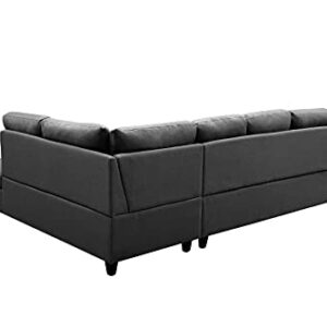 BIADNBZ Sectional Couch for Living Room with Right Chaise Lounge Storage Ottoman L-Shaped Sofas, Gray