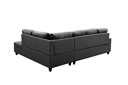 BIADNBZ Sectional Couch for Living Room with Right Chaise Lounge Storage Ottoman L-Shaped Sofas, Gray