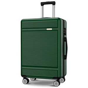 zitahli luggage, expandable suitcase checked luggage, hardside luggage with tsa lock spinner wheels ykk zippers, 28in (dark green)