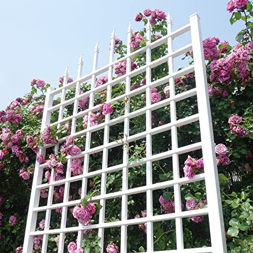 56.7" W x 97" H Vinyl Trellis Support for Outdoor Climbing Plants and Rose Vines, Durable Décor Lattice for Garden&Backyard, Lawn