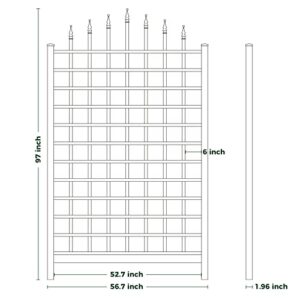 56.7" W x 97" H Vinyl Trellis Support for Outdoor Climbing Plants and Rose Vines, Durable Décor Lattice for Garden&Backyard, Lawn