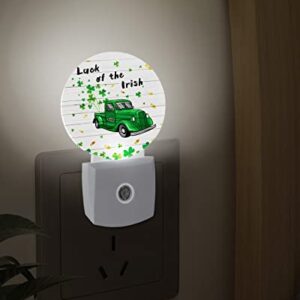 St. Patrick's Day Shamrock Night Lights Plug into Wall, Green Truck Gold Coins Auto Round LED Lights with Dusk to Dawn Sensor for Bedroom, Bathroom, Hallway, Kitchen, Kids, Home Decor